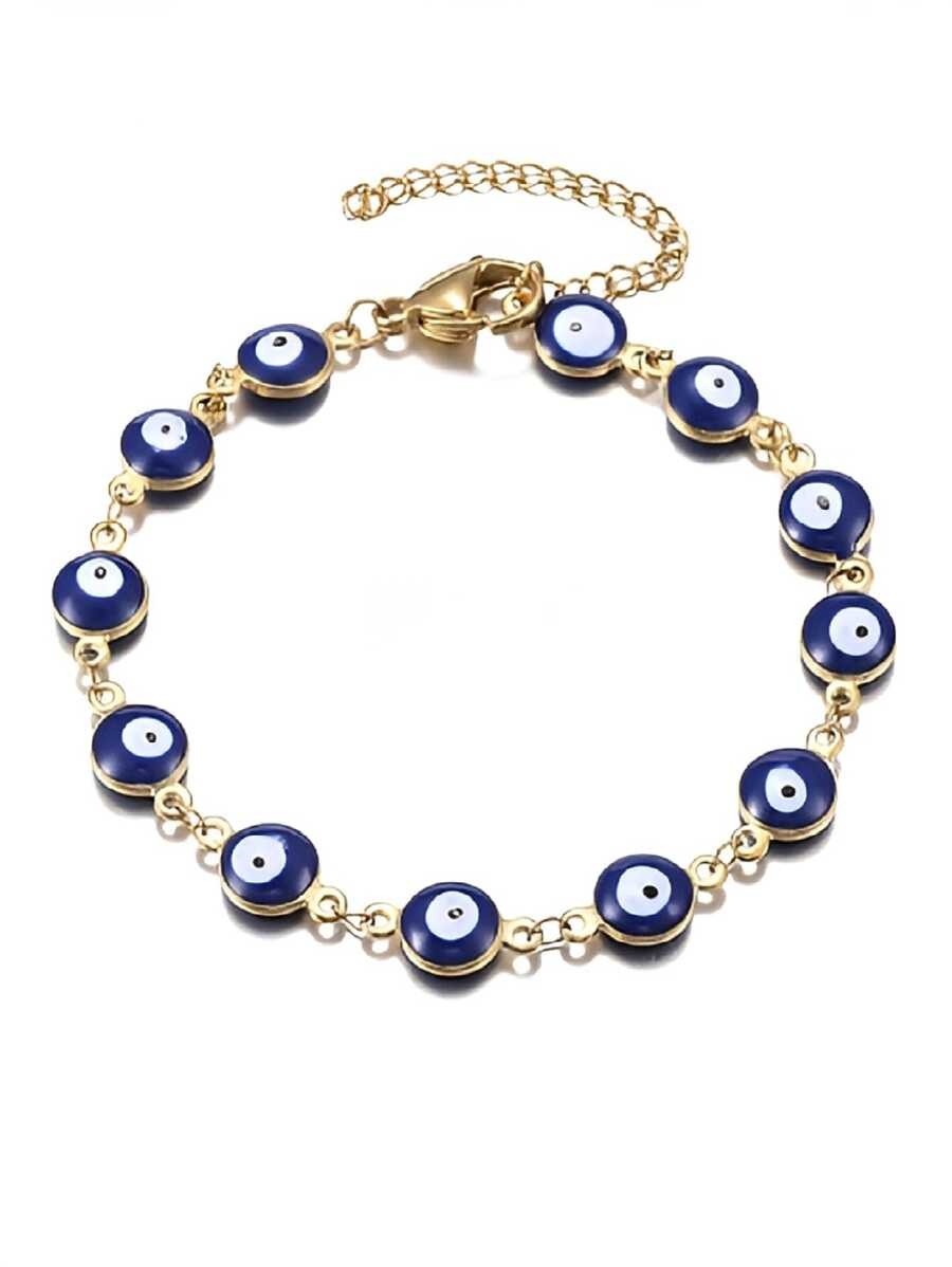 Nelo: Pulsera de ojo turco azul, acero inoxidable