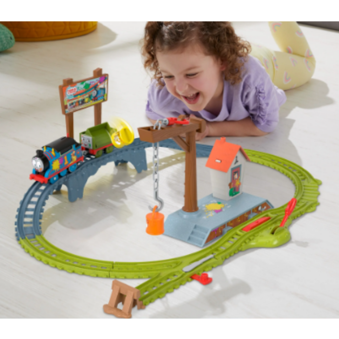 Nelo: Thomas & Friends Juego de Tren Motorizado Entrega de Pintura con Thomas con Batería y ...