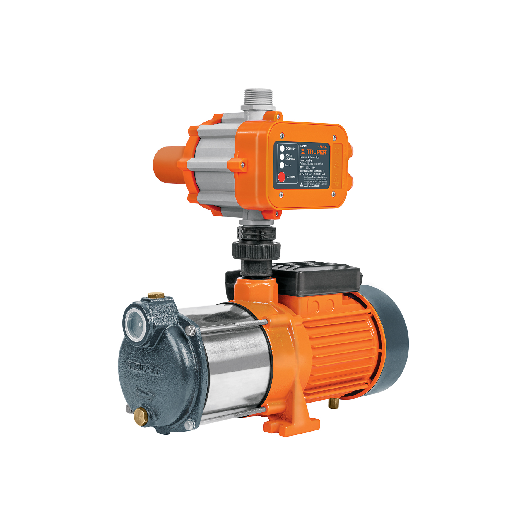 Nelo: Bomba presurizadora multietapas 1 HP con control, Truper