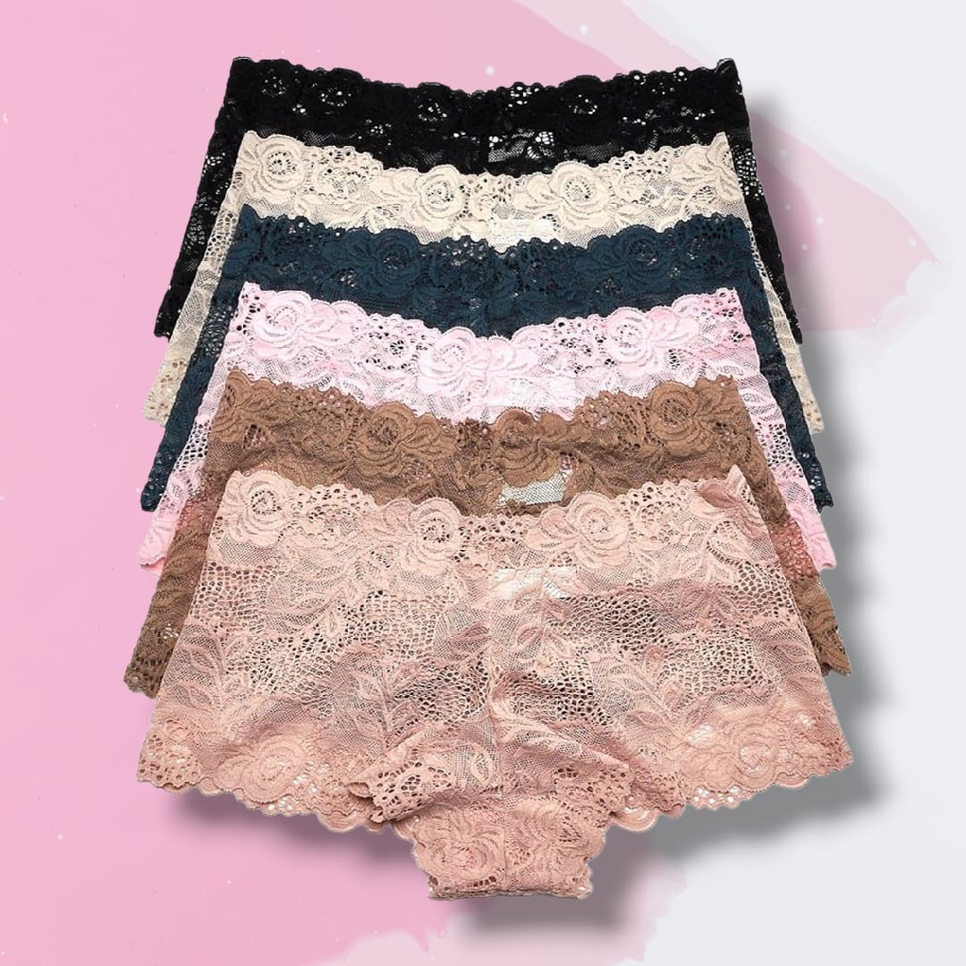 Nelo: 6 calzones cacheteros de encaje para mujer, color/modelo aleatorio